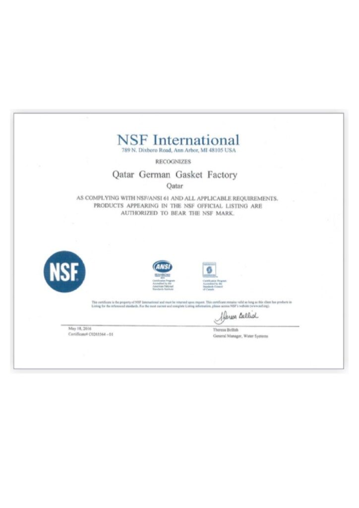 Our Certifications – Qatar German Gasket Factory